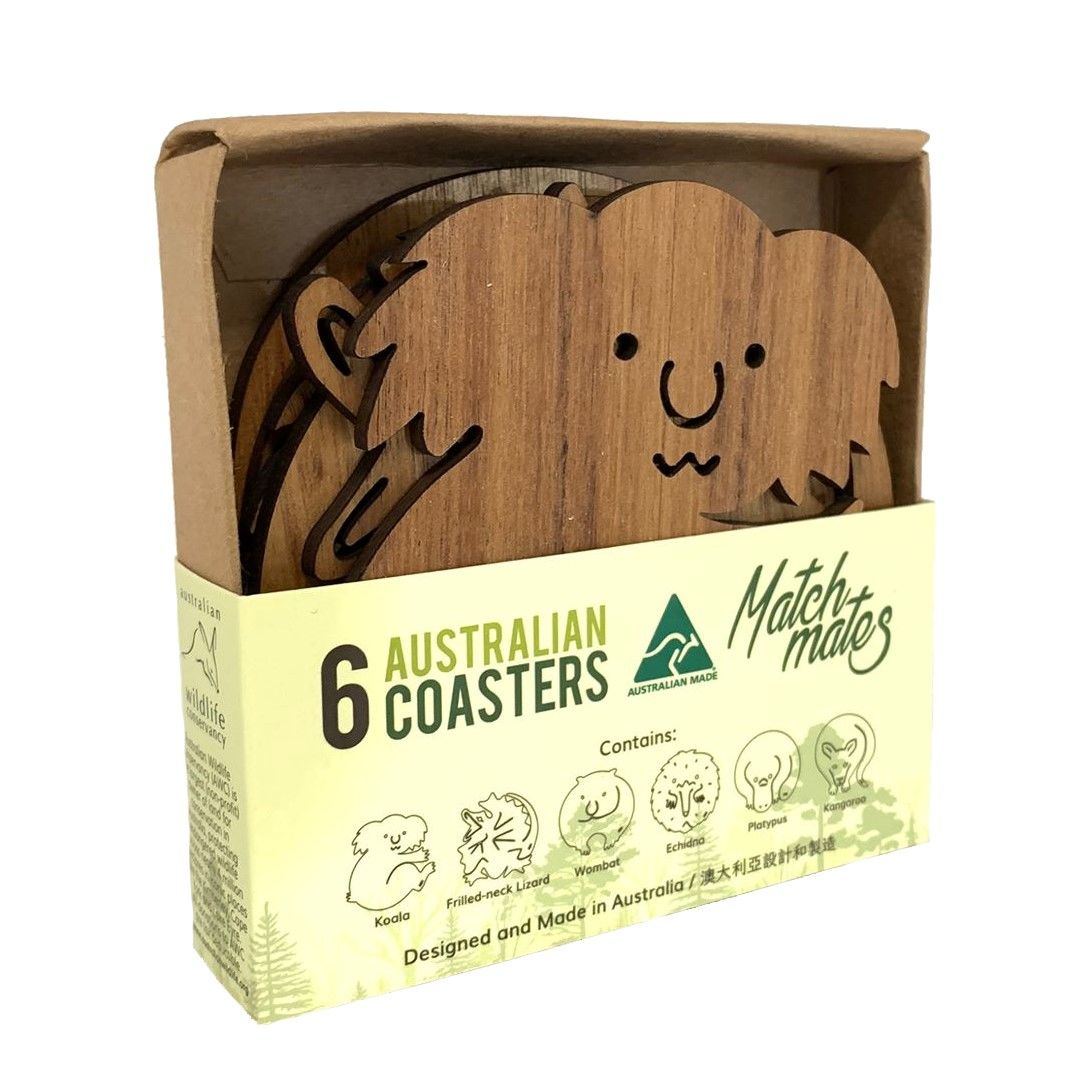 Coasters - Box 6 roo, koala, echidna, lizard, platy, wombat - Blackwood ...
